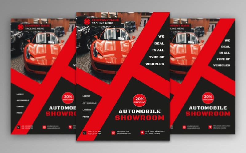 Automobile Showroom Flyer Template #226775 - TemplateMonster