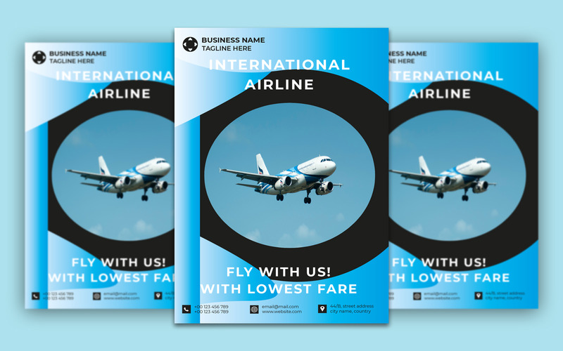 International Airline Flyer Template - TemplateMonster
