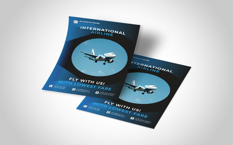 International Airline Flyer Template - TemplateMonster