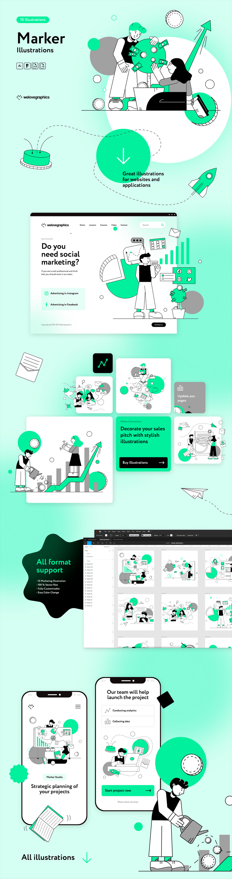 Marker Marketing Illustrations #217388 - TemplateMonster