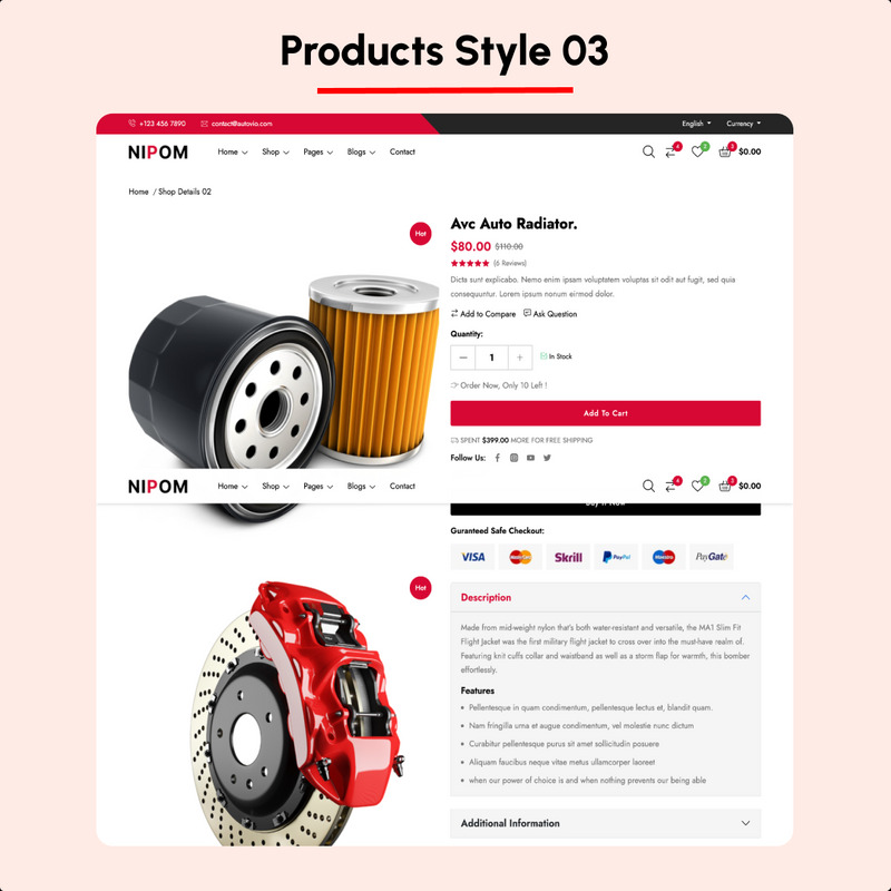 Nipom - Auto Parts and Car Accessories Shop Html Template