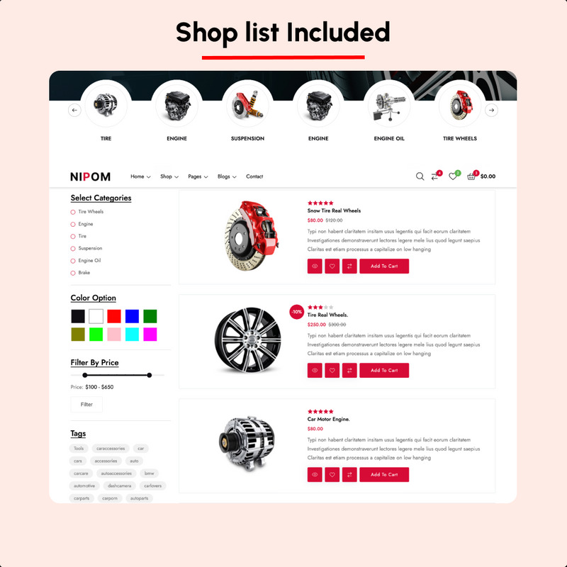 Nipom - Auto Parts and Car Accessories Shop Html Template