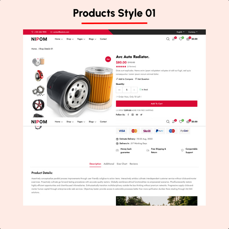 Nipom - Auto Parts and Car Accessories Shop Html Template
