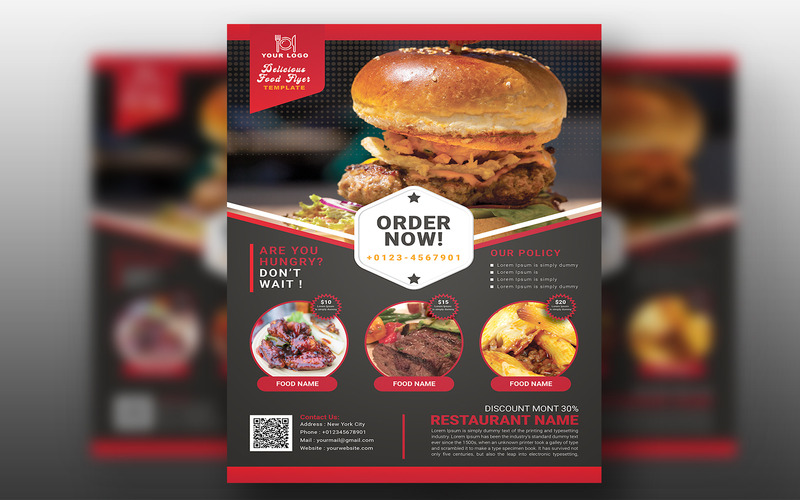 Delicious Food Flyer Template Design - TemplateMonster
