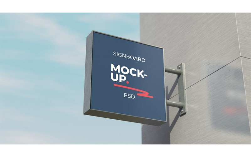 Square Signboard Mockup - Square Signboard Mockup