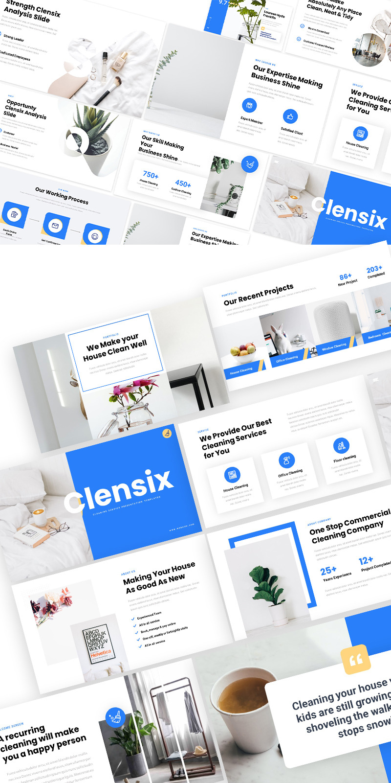 Modello PowerPoint per servizi di pulizia Clenix