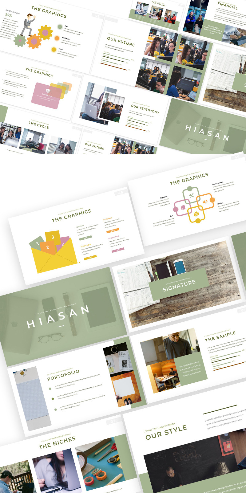 Plantilla de PowerPoint de negocios de la empresa Hiasan