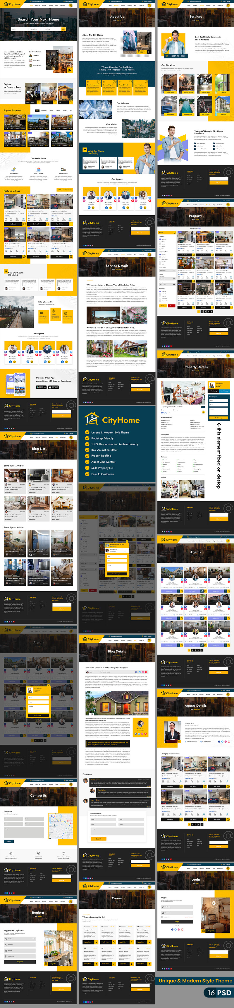CityHome Real Estate HTML Template #225611 - TemplateMonster