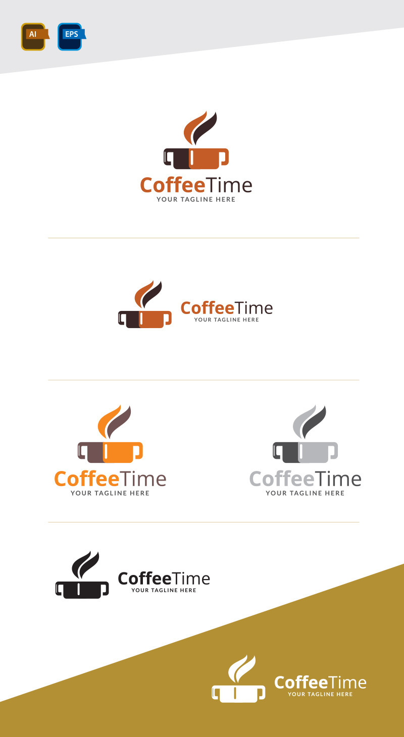 Coffee Time Logo Design Template ver 2 - TemplateMonster