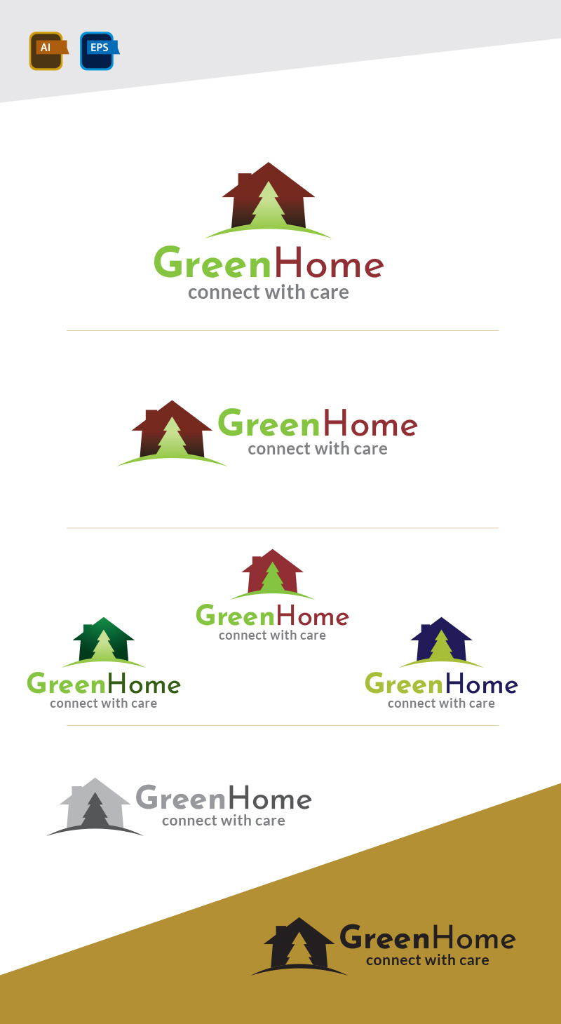 Green Home View Logo Design Template - TemplateMonster