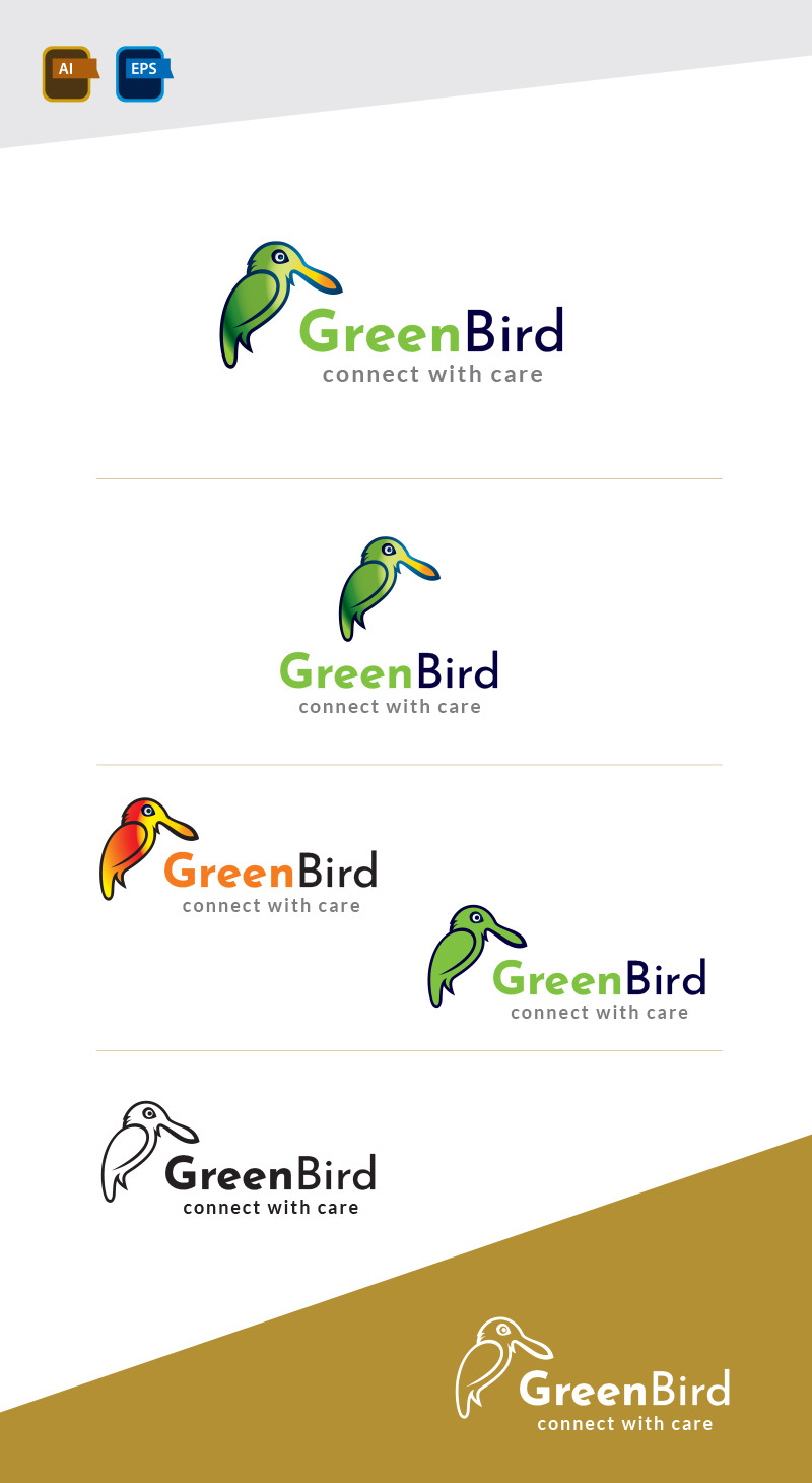 Green Bird Logo Design Template #210808 - TemplateMonster