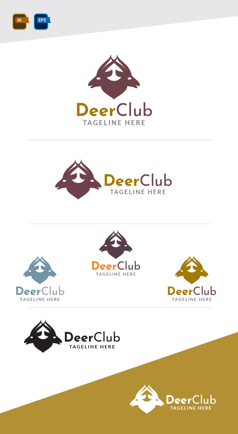 Deer Club Logo Design Template #217533 - TemplateMonster