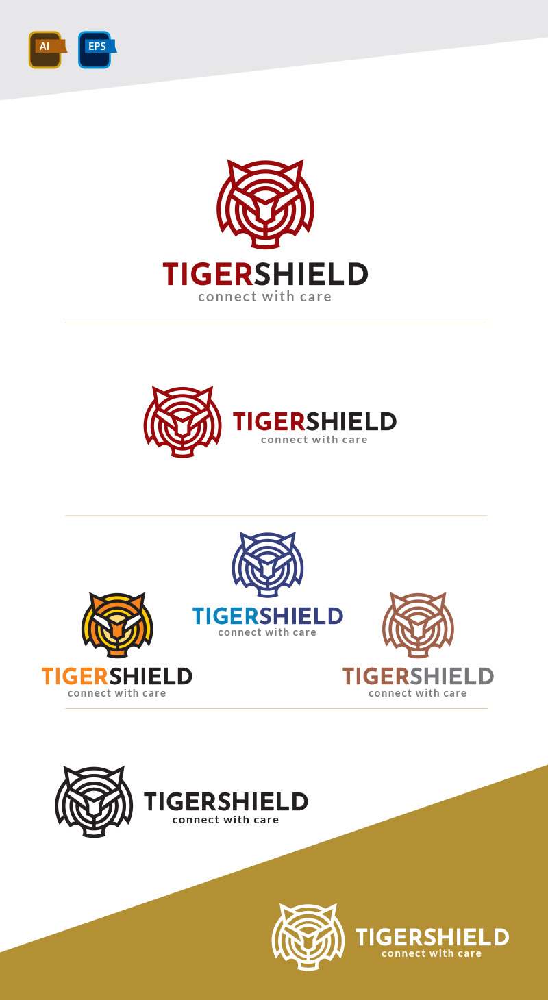 Tiger Shield Logo Design Template #205488 - TemplateMonster