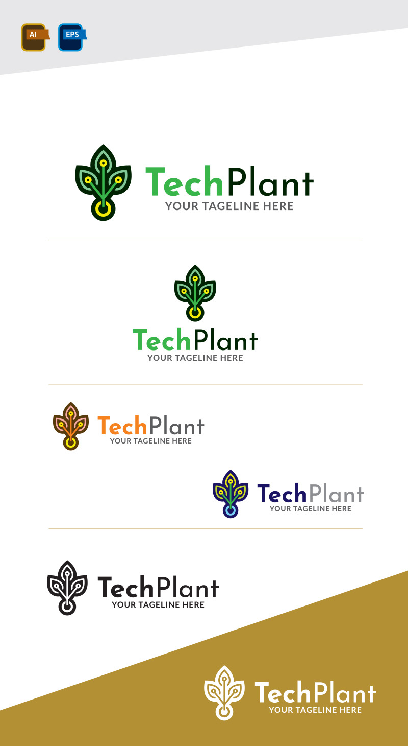 Tech Plant Logo Design Template Vol 2 - TemplateMonster