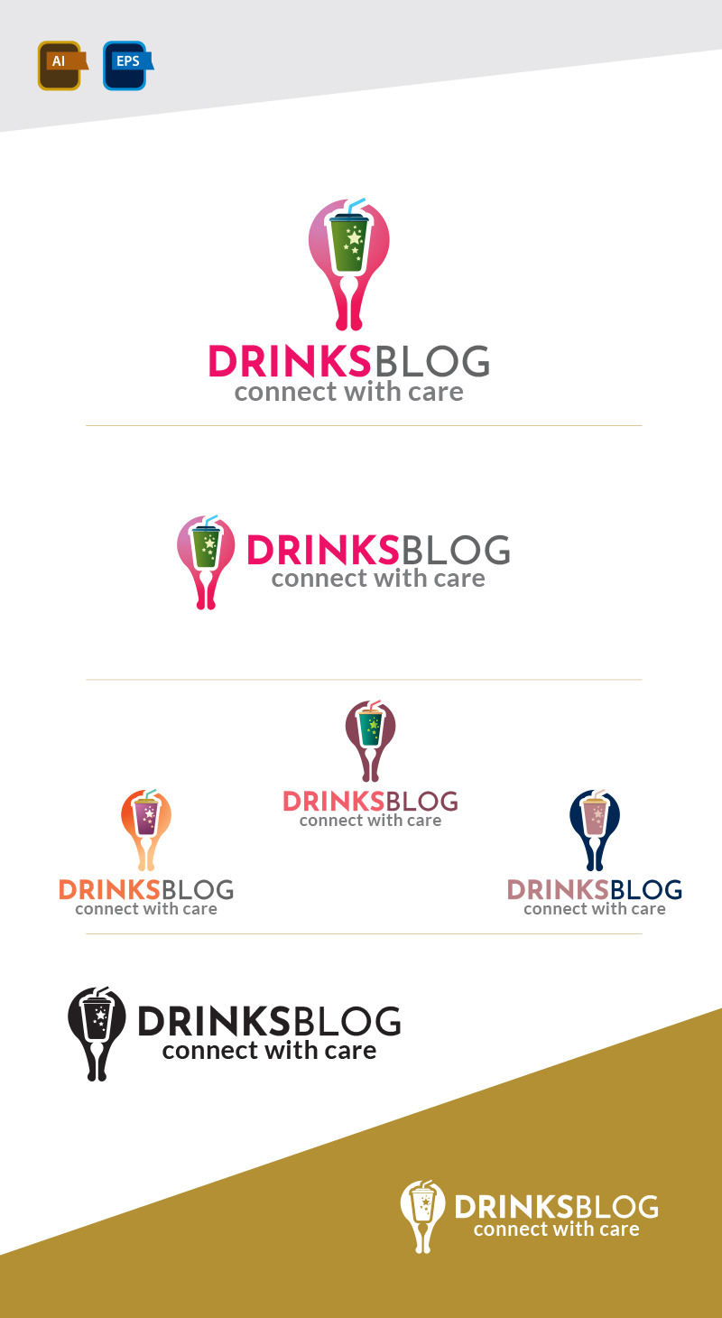 Drinks Blog Logo Design Template #207271 - TemplateMonster