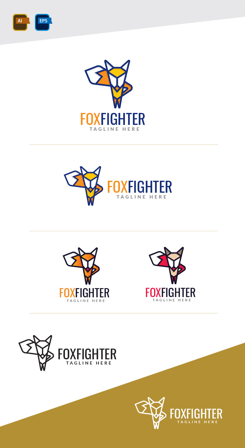 Fox Fighter Logo Design Template #190891 - TemplateMonster