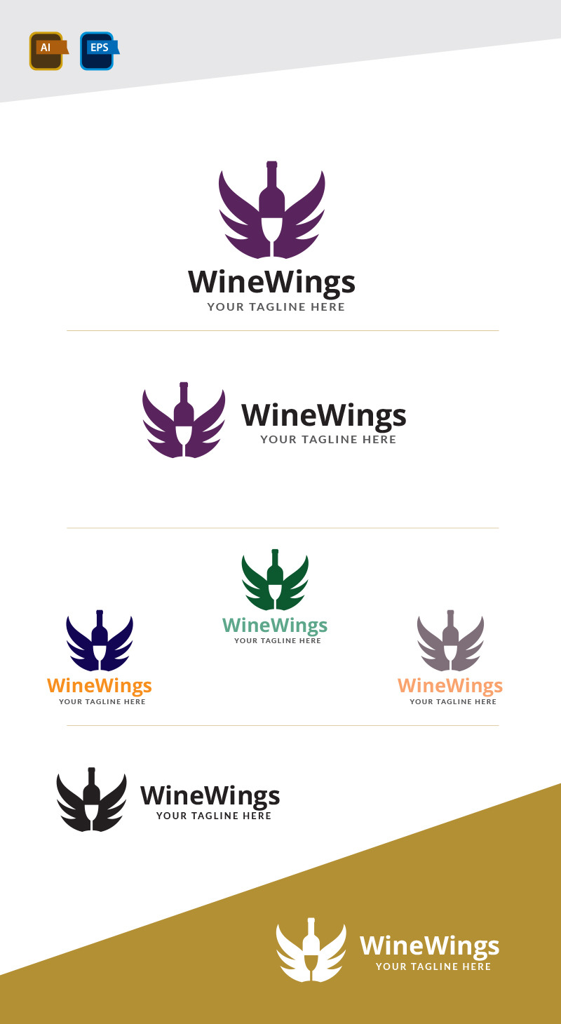 Wine Wings Logo Design Template ver 3 - TemplateMonster