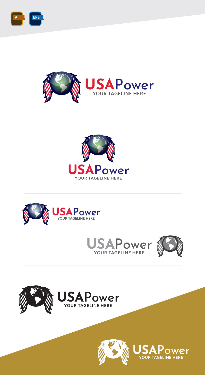 USA Power Logo Design Template #210791 - TemplateMonster