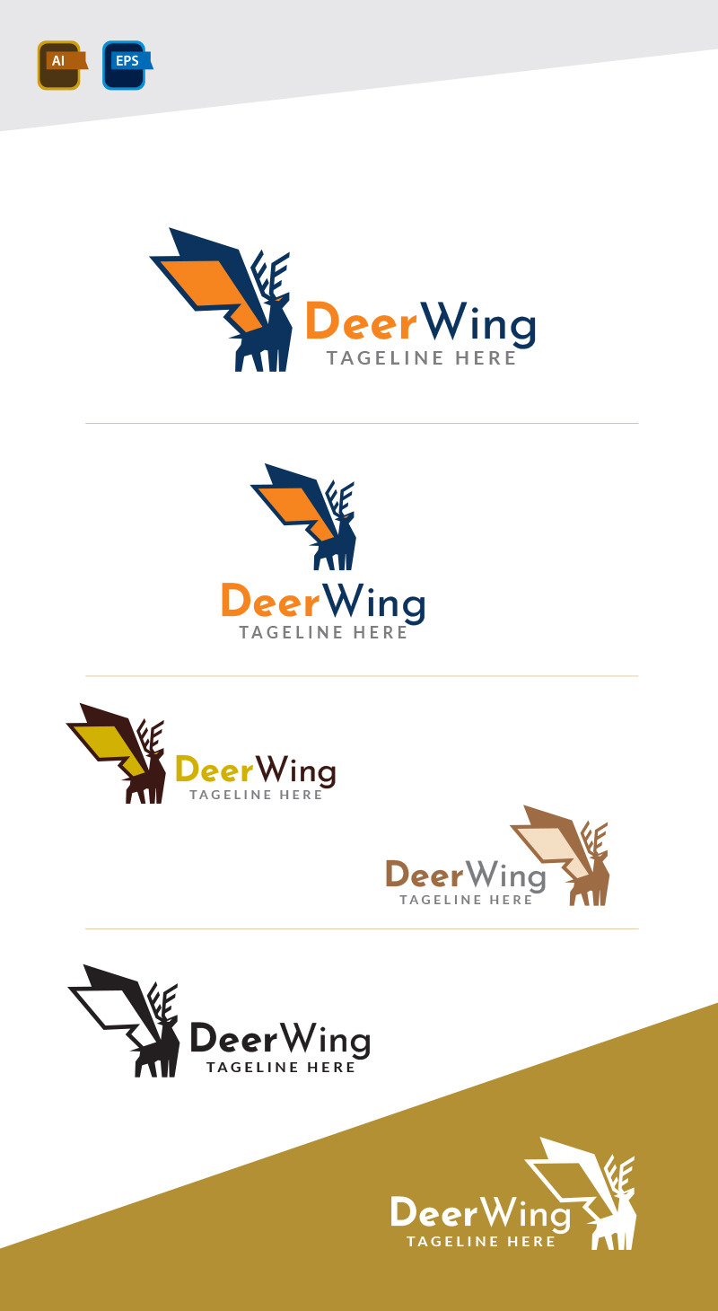 Deer Wing Logo Design Template #219062 - TemplateMonster