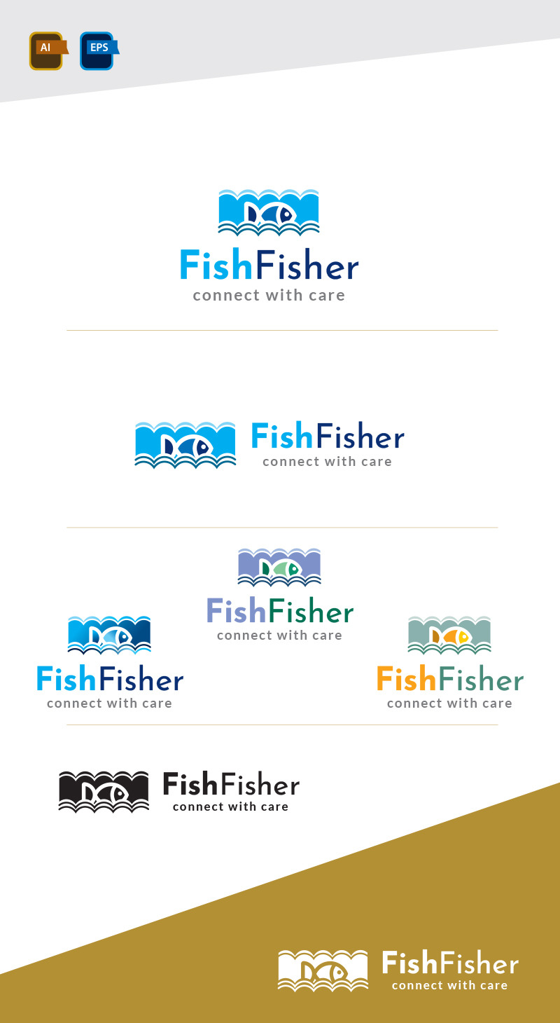 Fish Fisher Logo Design Template #210810 - TemplateMonster