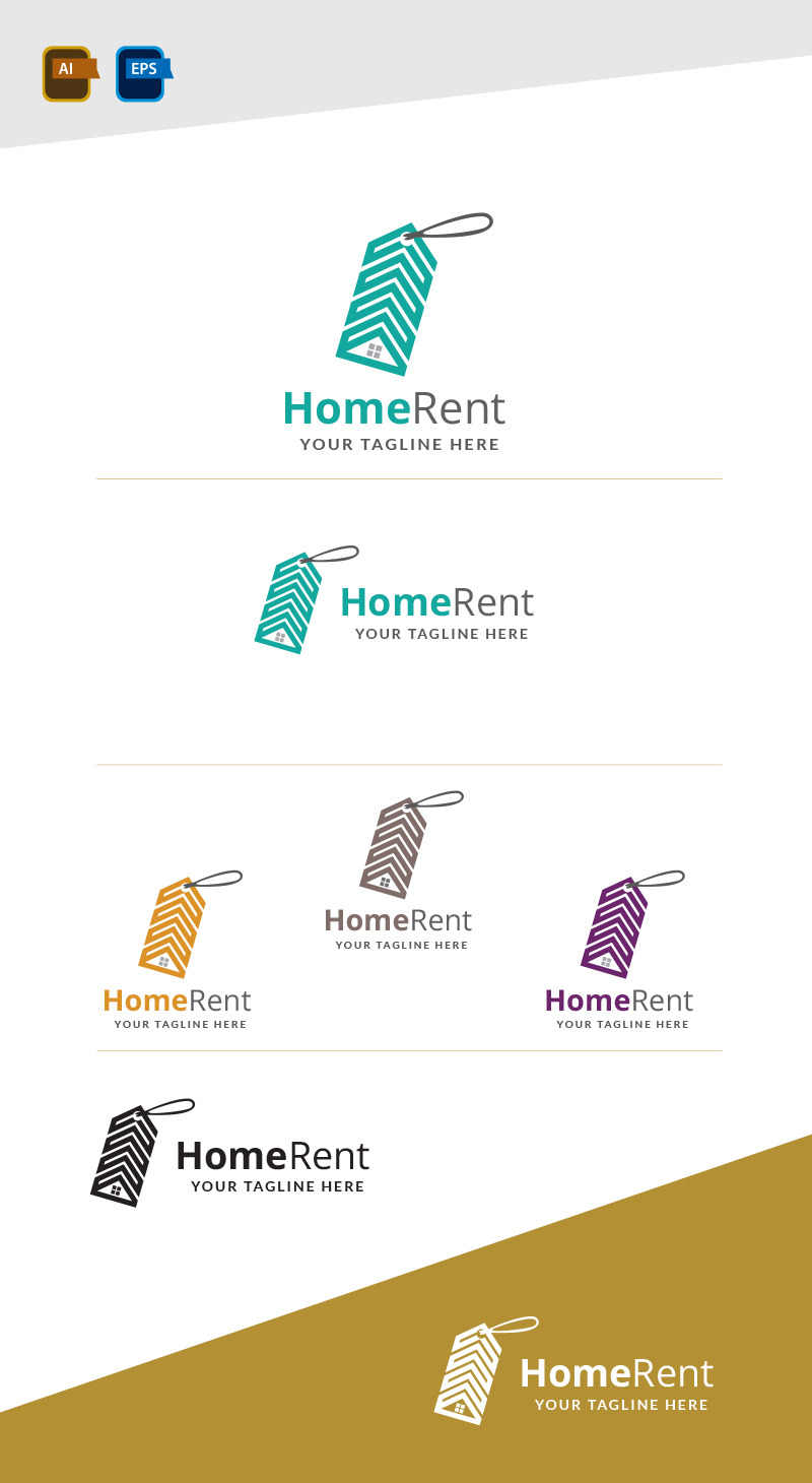 Home Rent Logo Design Template #358847 - TemplateMonster