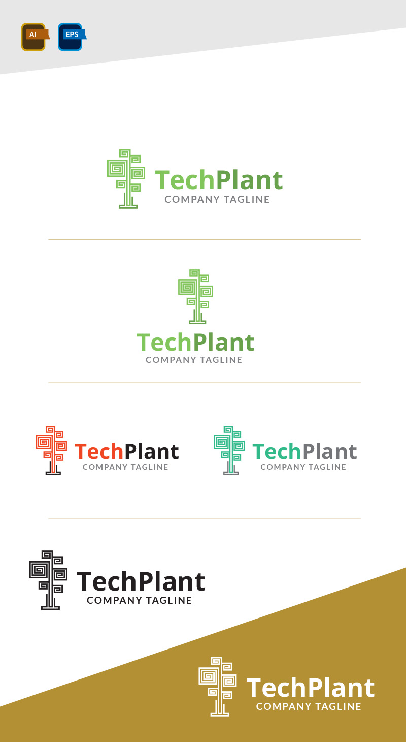 Tech Plant Logo Design Template #205227 - TemplateMonster