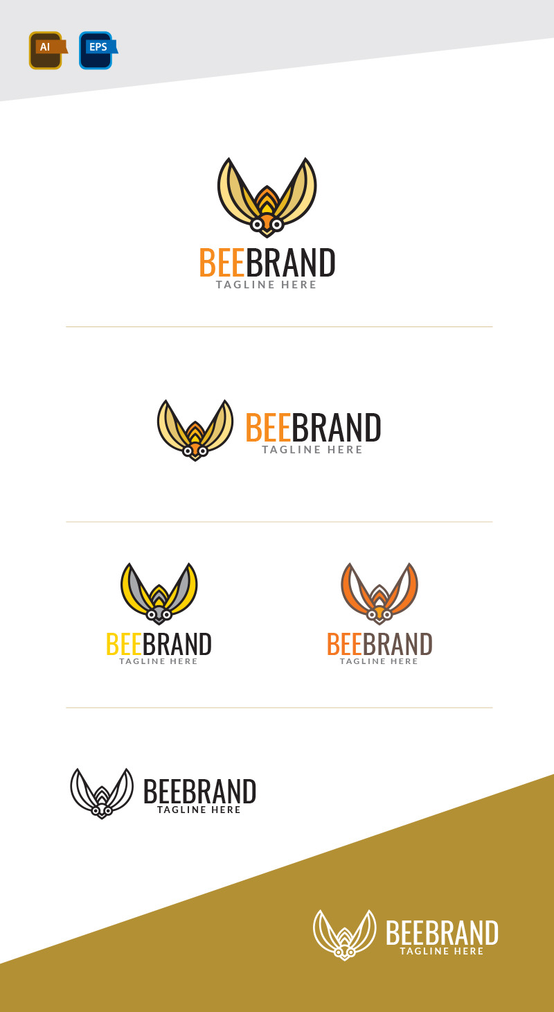 Bee Brand Logo Design Template #191628 - TemplateMonster