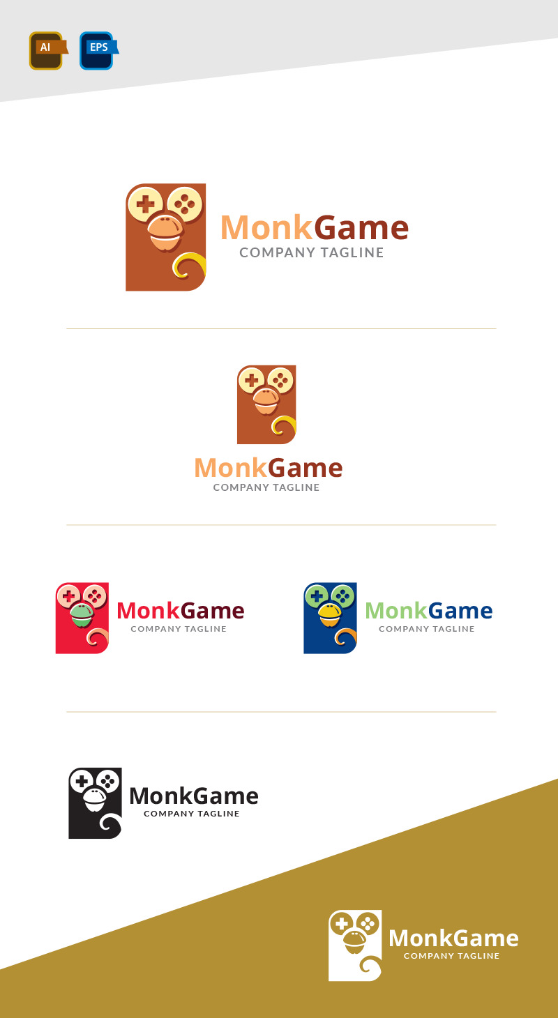 Monk Game Logo Design Template #205219 - TemplateMonster