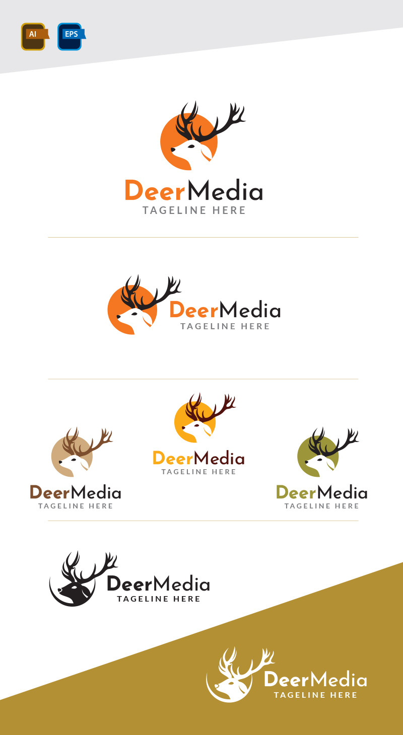 Deer Media Logo Design Template #219061 - TemplateMonster