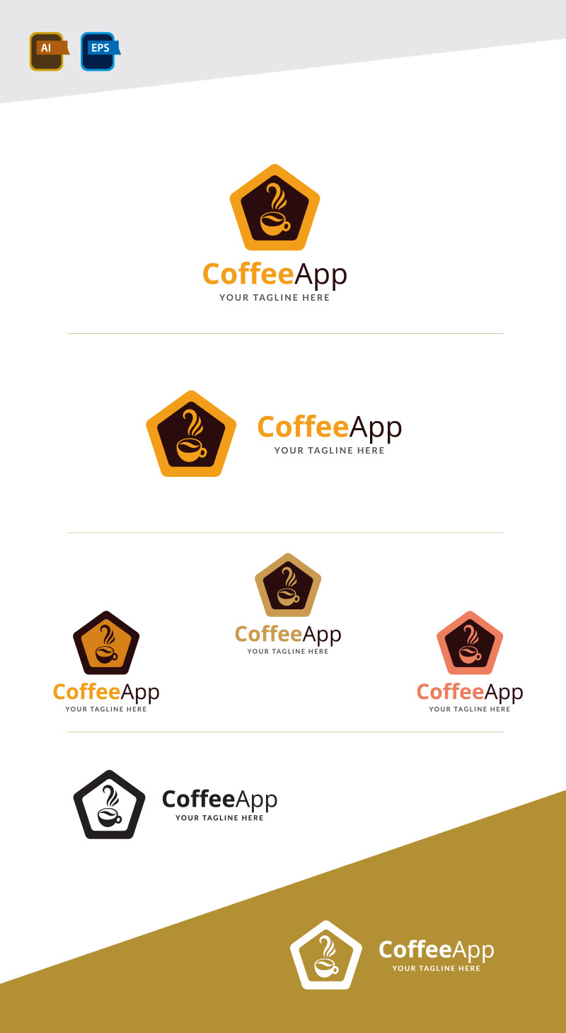 Coffee App Logo Design Template #358864 - TemplateMonster