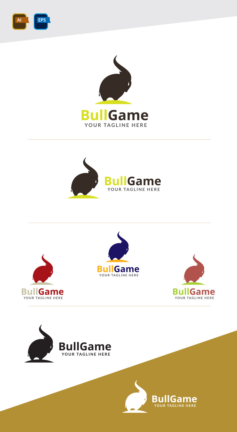 Bull Game Logo Design Template ver 6 - TemplateMonster
