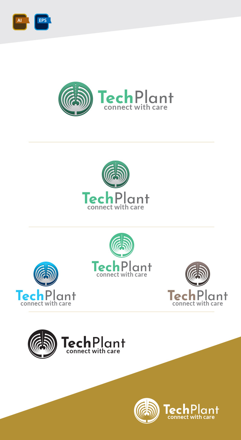 Tech Plants Logo Design Template #207580 - TemplateMonster