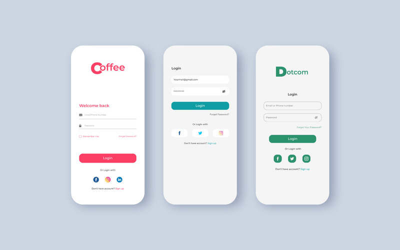 Login User Interface Elements for Any Design. Flat Design Colored UI ...
