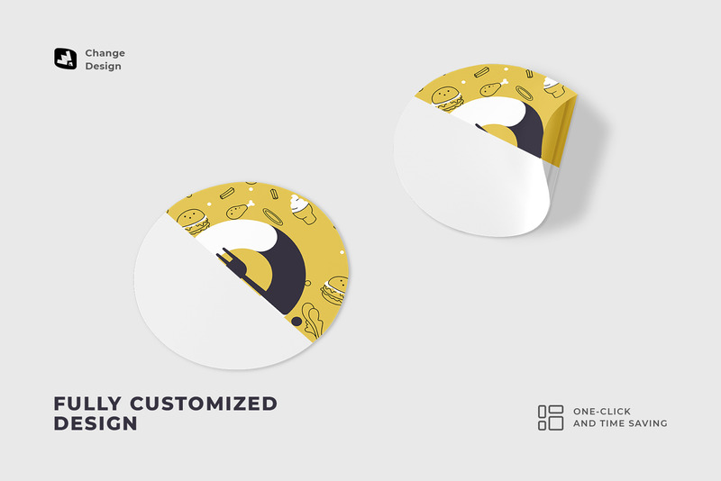 Set Of Circular Stickers Mockup #232318 - TemplateMonster