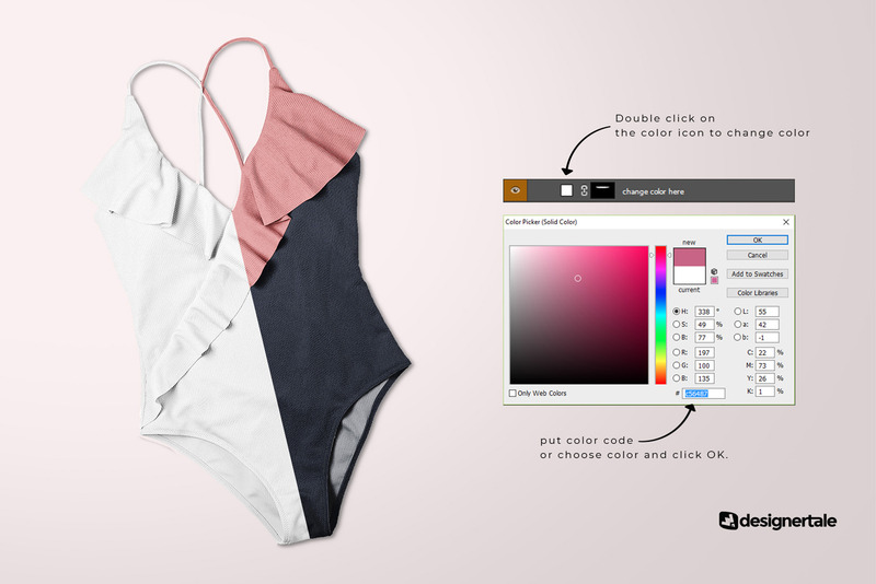 Women’s Backless Bathing Suit Mockup - TemplateMonster