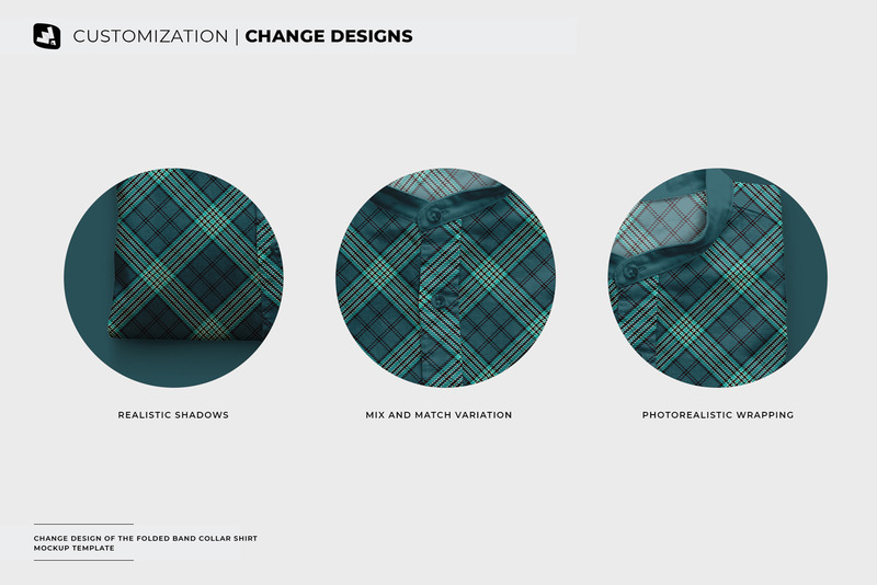 Folded Band Collar Shirt Mockup #232696 - TemplateMonster