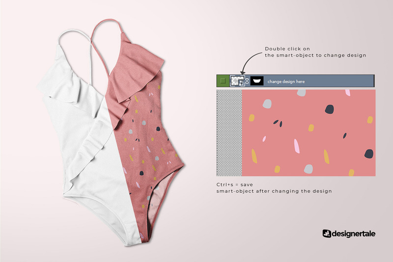 Women’s Backless Bathing Suit Mockup - TemplateMonster