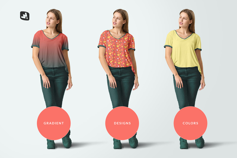 Casual Outfit With Female Model Mockup - TemplateMonster
