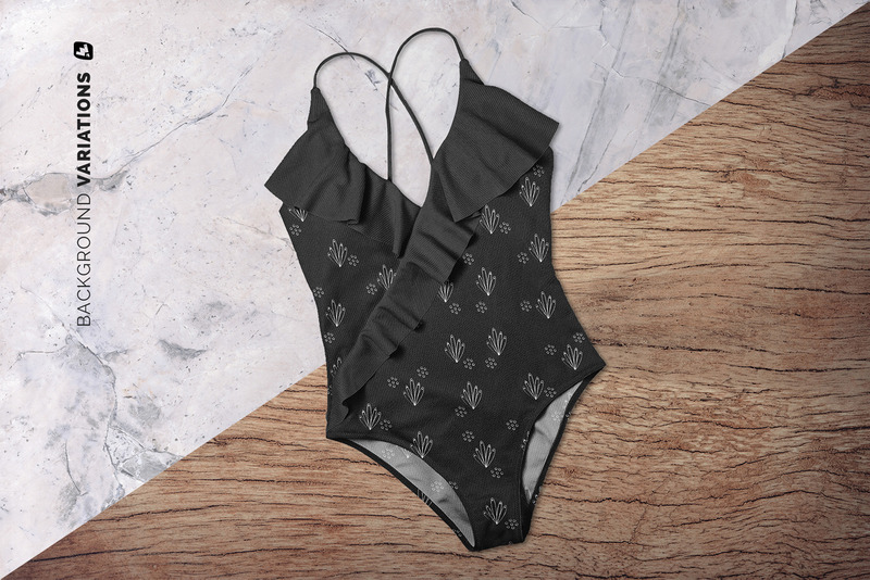 Women’s Backless Bathing Suit Mockup - TemplateMonster