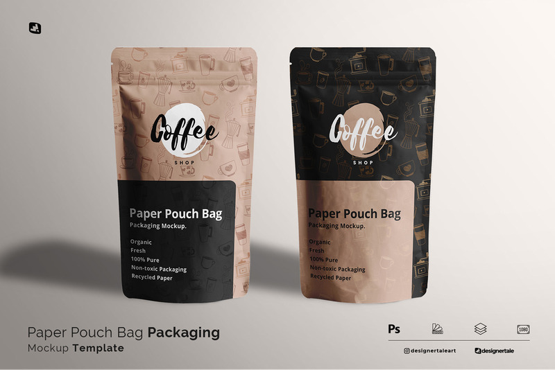 Paper Pouch Bag Packaging Mockup #235925 - TemplateMonster