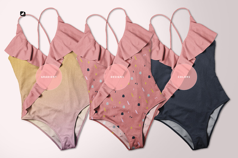 Women’s Backless Bathing Suit Mockup - TemplateMonster