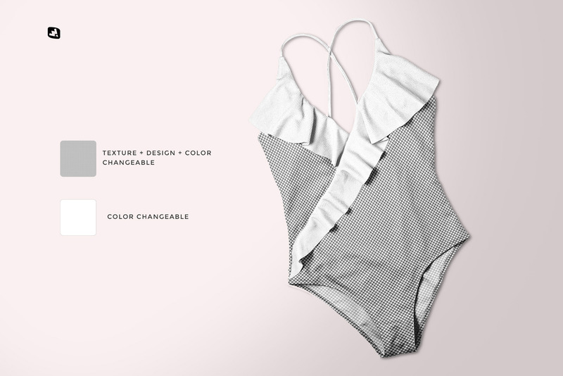 Women’s Backless Bathing Suit Mockup - TemplateMonster