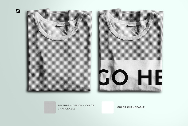 Folded Round Neck Tshirt Mockup #232708 - TemplateMonster