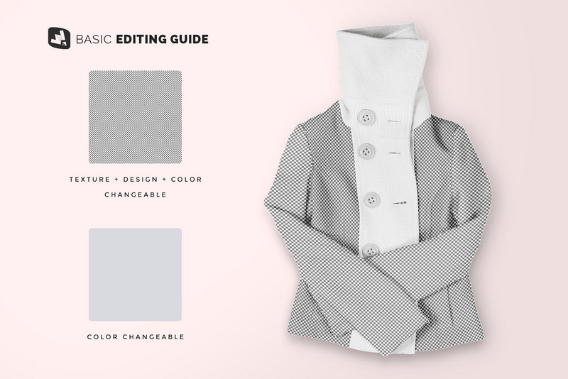 Women’s High Collar Jacket Mockup #271581 - TemplateMonster