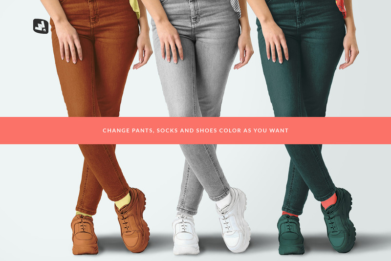 Casual Outfit With Female Model Mockup - TemplateMonster