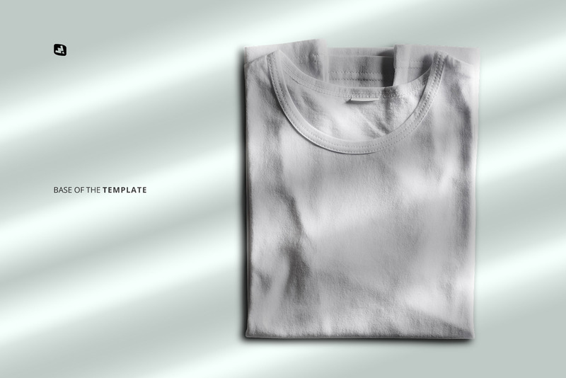 Folded Round Neck Tshirt Mockup #232708 - TemplateMonster