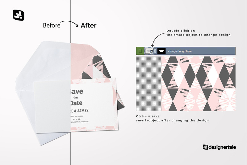 Rectangular Envelope & Card Mockup - TemplateMonster