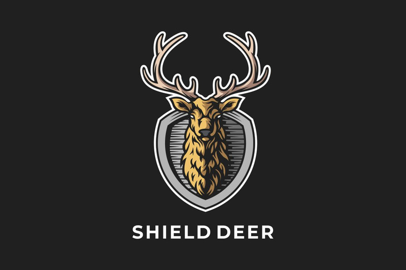 Plantilla de vector de logotipo de escudo de venado