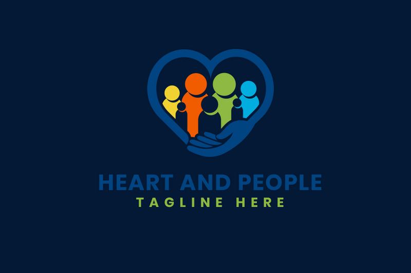 People and Heart Community Teamwork Logo Design Template