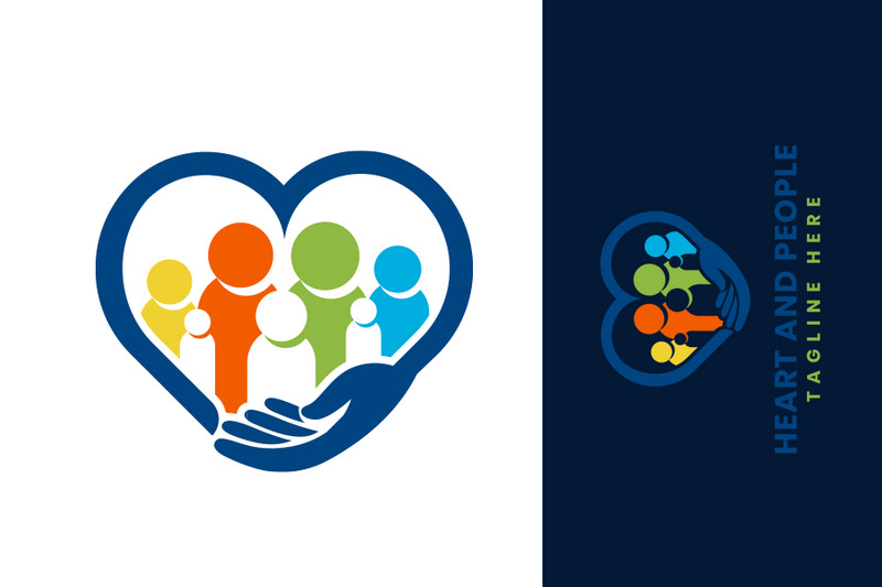 People and Heart Community Teamwork Logo Design Template